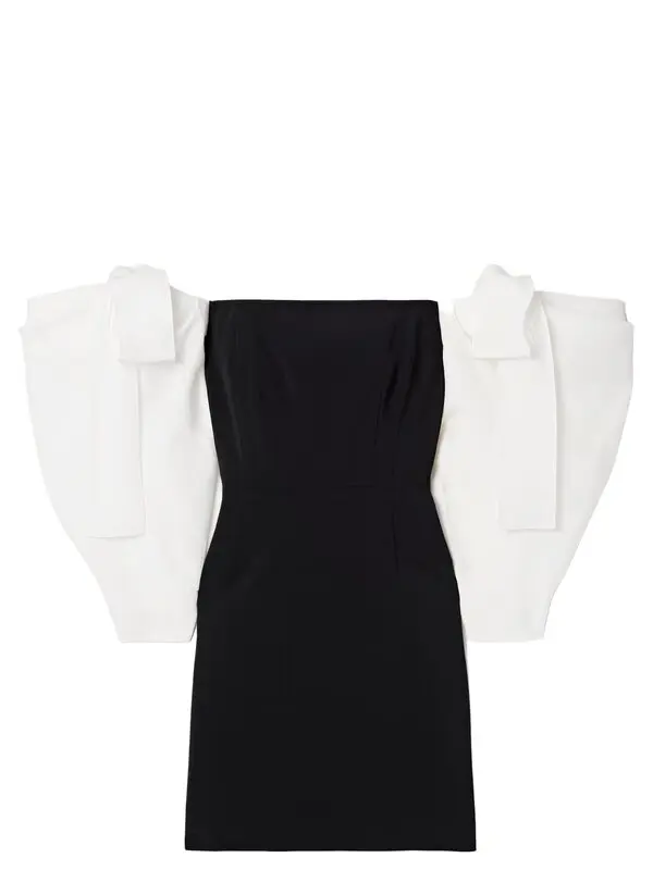 Carolina Herrera Off-shoulder Mini Dress With Puffy Sleeves - Black/white