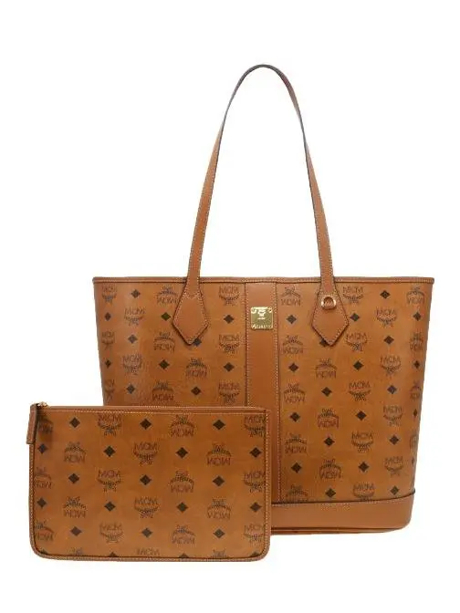 Mcm Logo-pattern Tote Bag - Cognac
