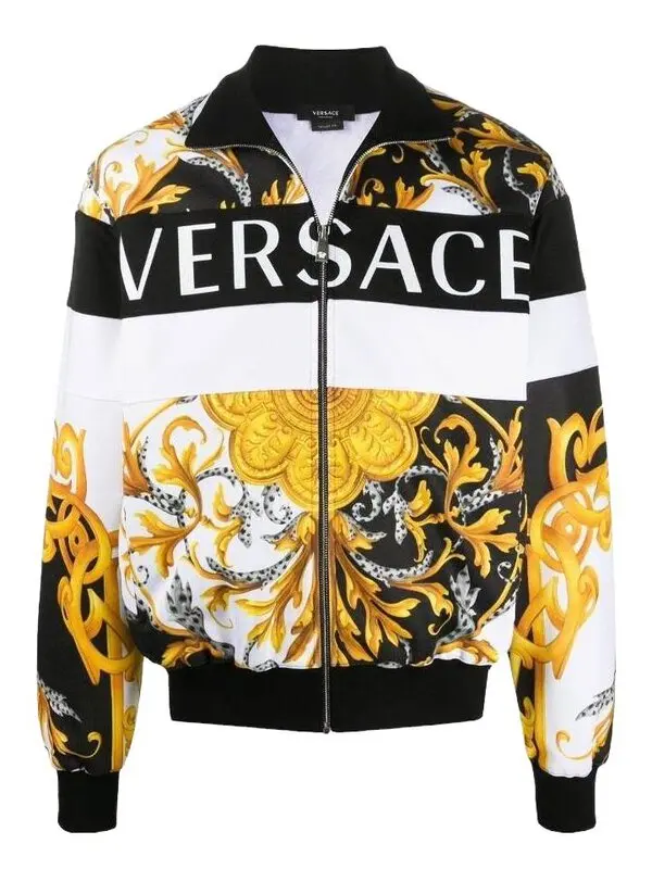 Versace Baroque Print Zip-up Jacket - Black