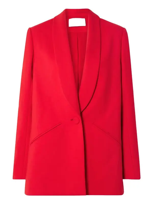 Carolina Herrera Wool Blend Slim Fit Shawl Collar Suit Jacket - Red