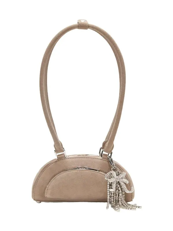 SELF-PORTRAIT Mini Bow Charm Embellished Shoulder Bag - Grey