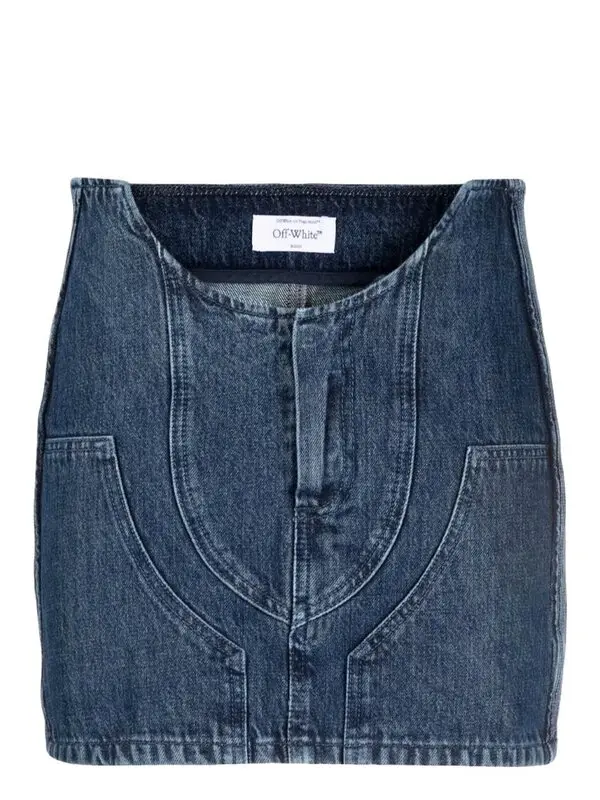 Off-White Cut-out Denim Mini Skirt - Blue