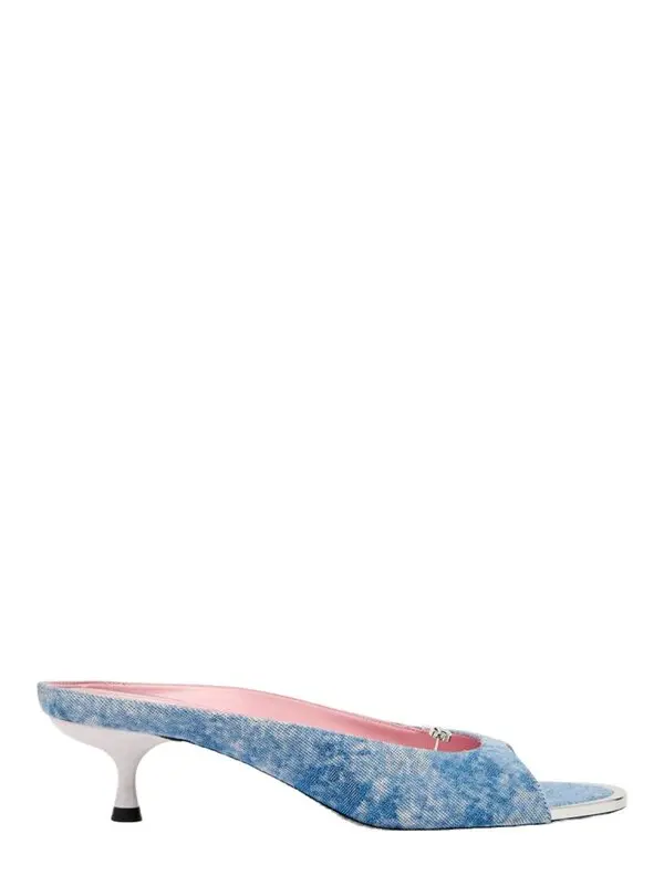 DIESEL® Jacquard Kitten-heel Mules - Blue