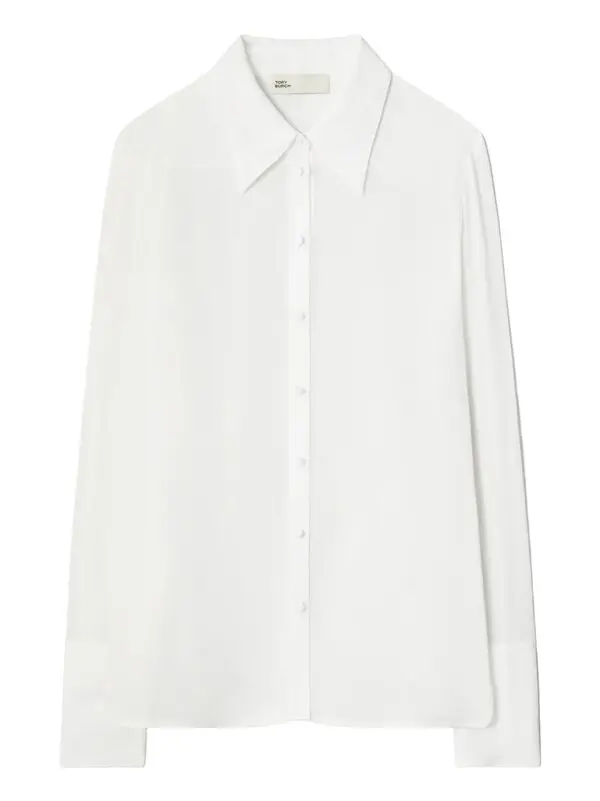 Tory Burch Long Sleeve Cuffed Shirt - Marshmallow