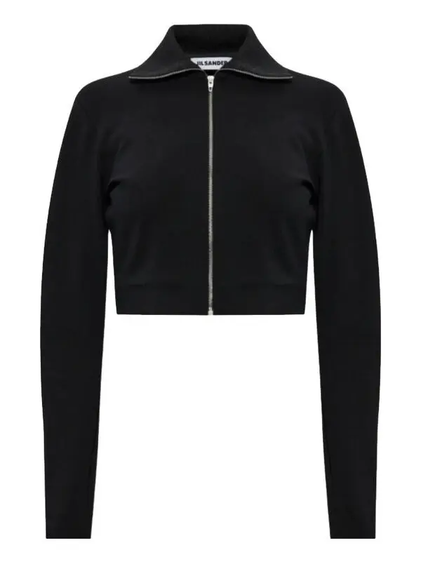 JIL SANDER Cropped Zip Jacket - Black