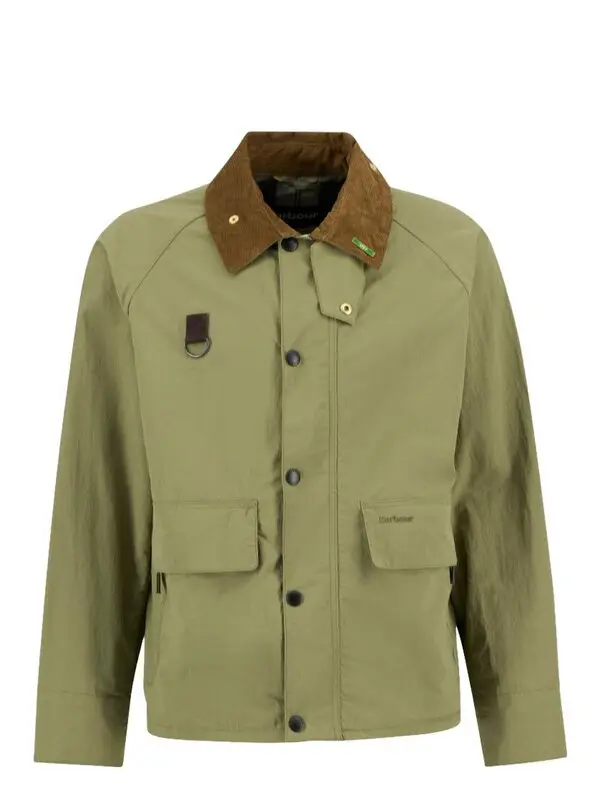 Barbour Icons Spey Jacket With Cord Collar And Embroidered Detail - Bleached Olive