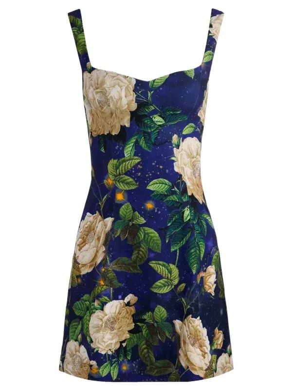 ALICEOLIVIA Printed Sweetheart Neckline A-line Mini Dress - Green