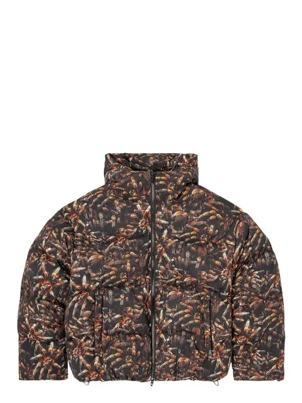 DIESEL® W-spider" Hooded Puffer Jacket - Black/brown