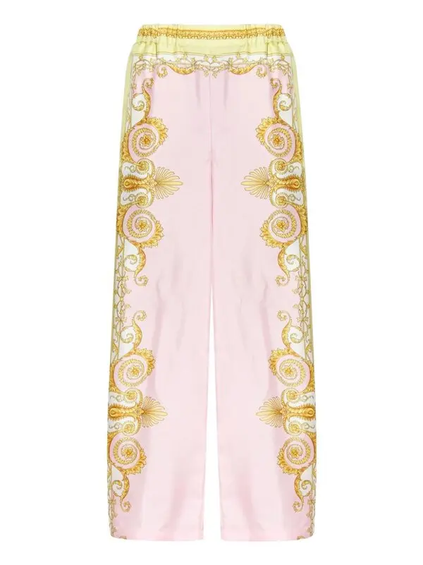 Versace Pattern-printed Straight-leg Trousers - Pink