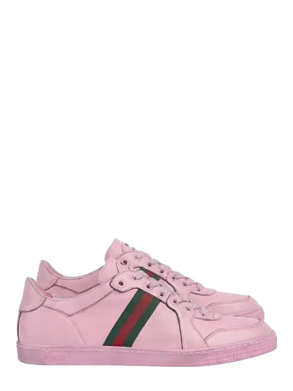 Gucci Low-top Stretch Sneakers With Web Detail - Pink