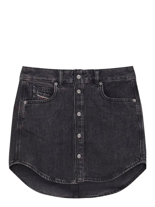 DIESEL® Button-front Denim Mini Skirt - Black/denim