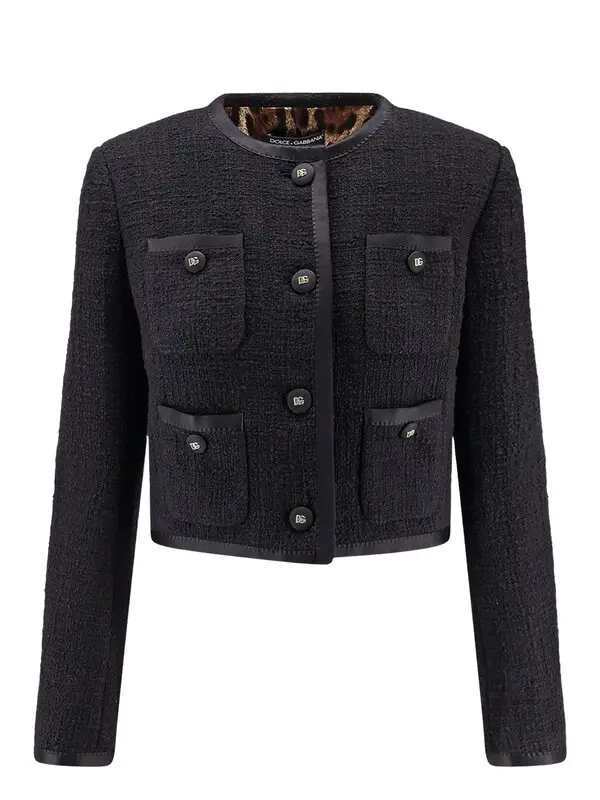 Dolce & Gabbana Dg Button Detailed Cropped Jacket - Black
