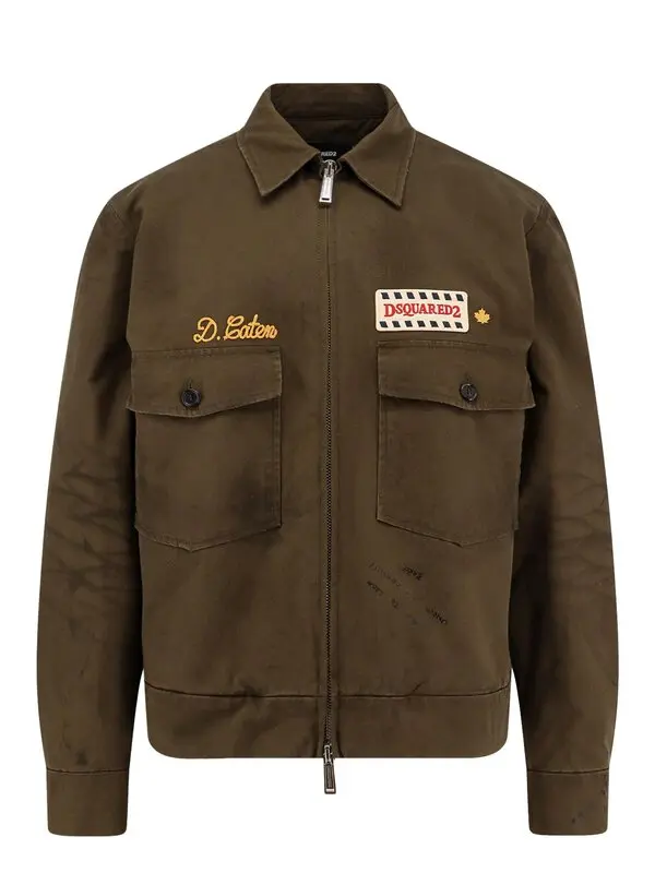 Dsquared2 Embroidered Patch Zip-up Jacket - Green