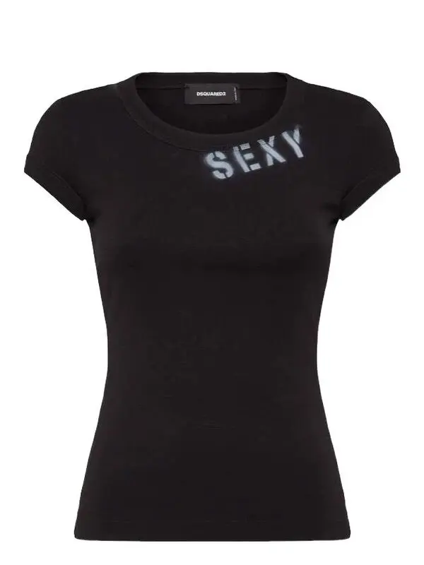 Dsquared2 Slim Fit Crewneck T-shirt With 'sexy' Print - Black