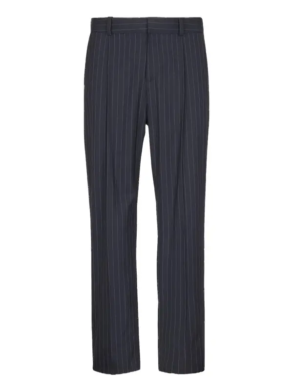 Balmain Striped Straight-leg Tailored Trousers - Black
