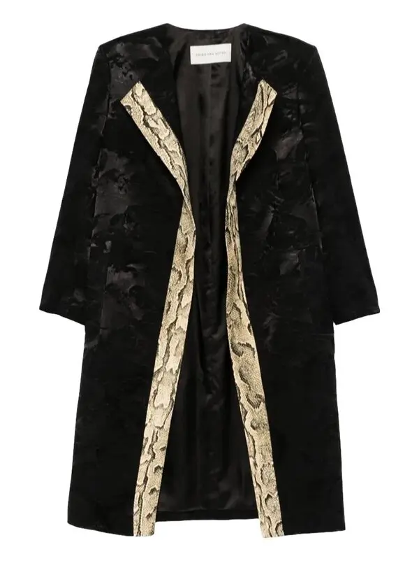 Dries Van Noten Long Sleeve Graphic Pattern Coat - Black