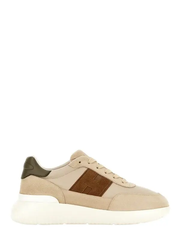 Hogan Panelled Chunky Sneakers - Brown Beige