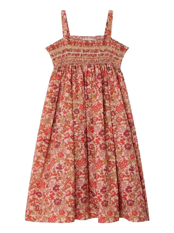 Bonpoint Floral Print Smocked A-line Dress - Brown