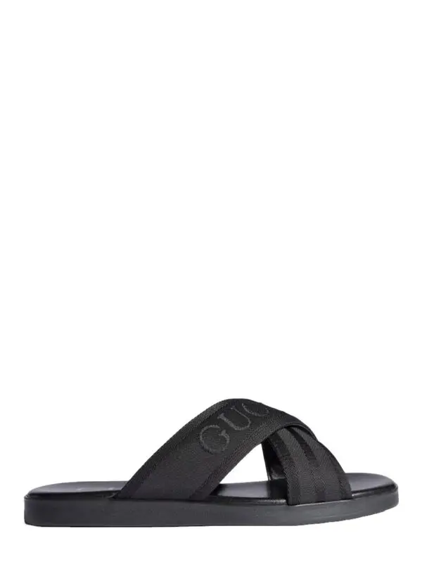 Gucci Jacquard Logo Slide Sandals - Black