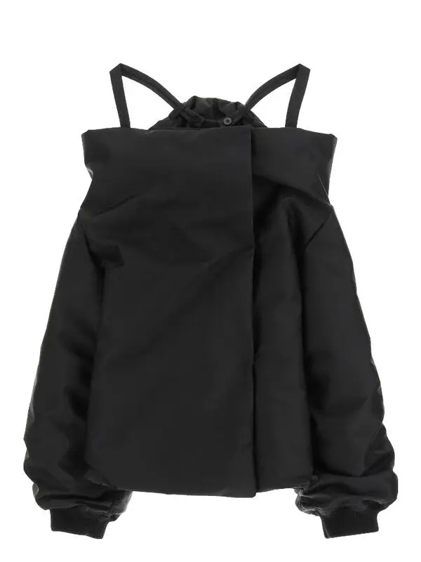 Prada Off-shoulder Padded Re-nylon Jacket - Black