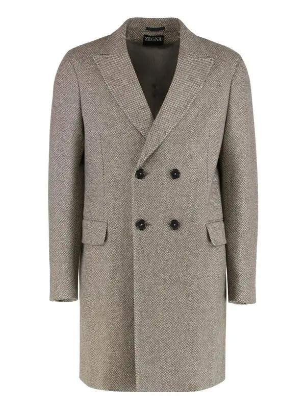 Zegna Double Breasted Long Sleeve Coat - No