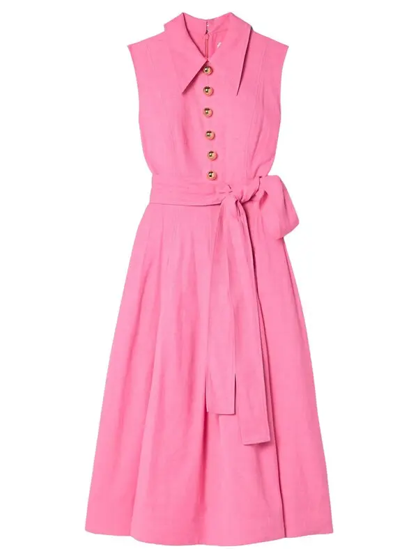 Carolina Herrera Midi Shirt Dress With Tie Waist - Bright Pink