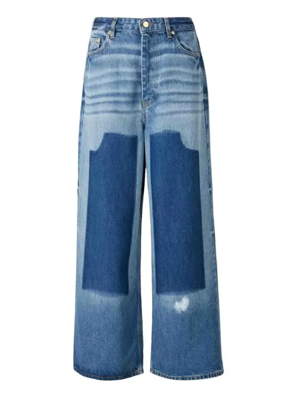 GANNI Faded Effect Wide Leg Jeans - Medium Wash
