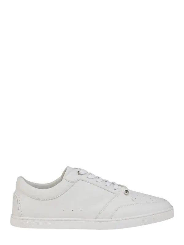 CHRISTIAN LOUBOUTIN Round Toe Low Top Sneakers With Metal Collar Pin - White