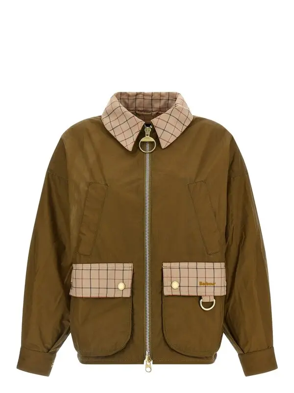 Barbour Launton Zip-up Jacket With Plaid Accents - Brown