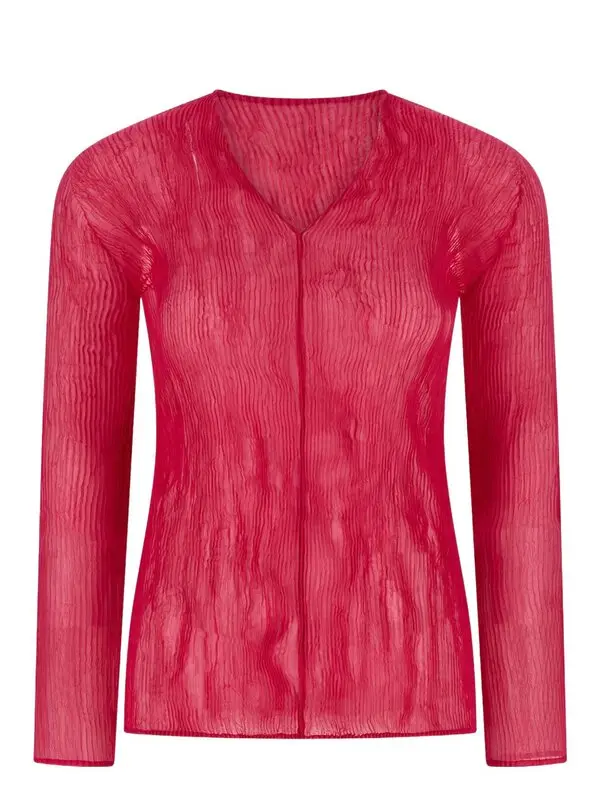 Issey Miyake Chiffon Twist 1 Long Sleeve Top - Fuchsia