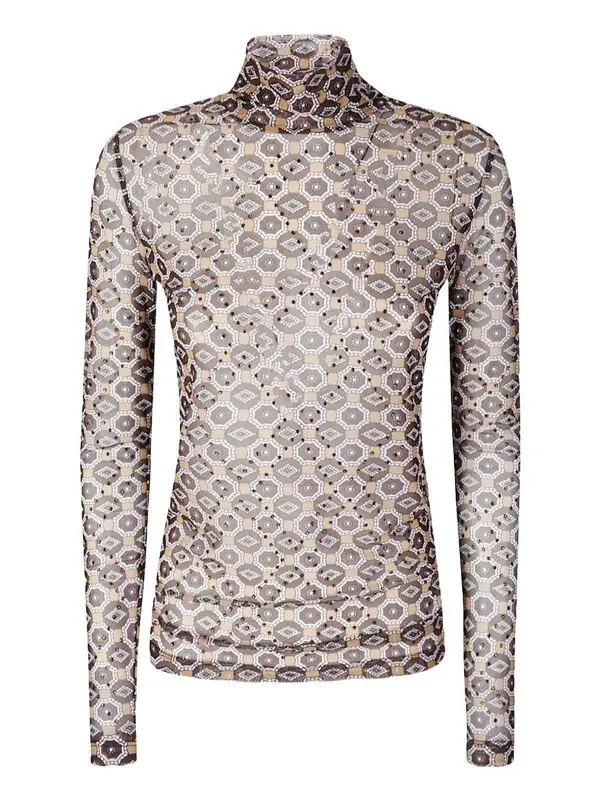 Dries Van Noten Long-sleeved Graphic Turtleneck T-shirt - Brown