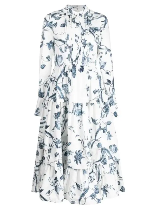 Erdem Floral-print Cotton Midi Dress - White