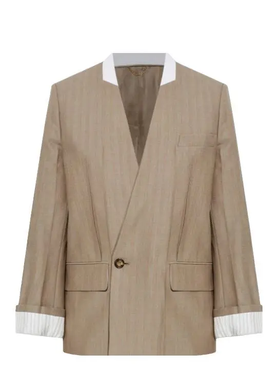 Victoria Beckham V-neck Blazer - Beige