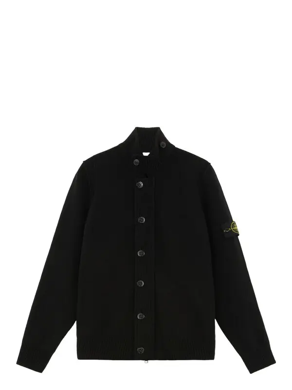 Stone Island High-neck Buttoned Cardigan - Black