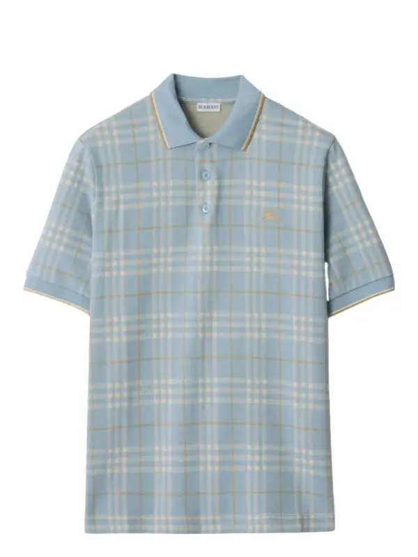 Burberry Checked Ekd Embroidered Polo Shirt - Fog