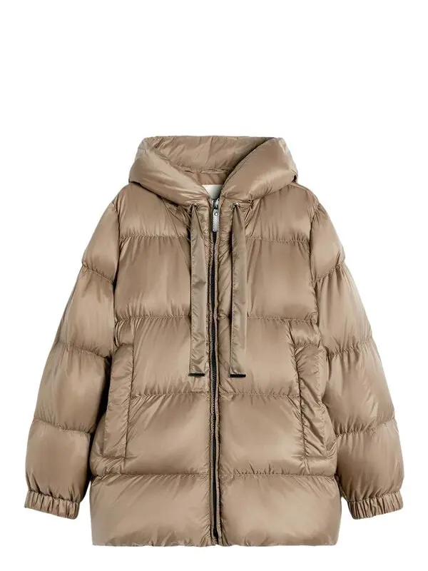 Max Mara Down Jacket In Water-repellent Canvas - Brown
