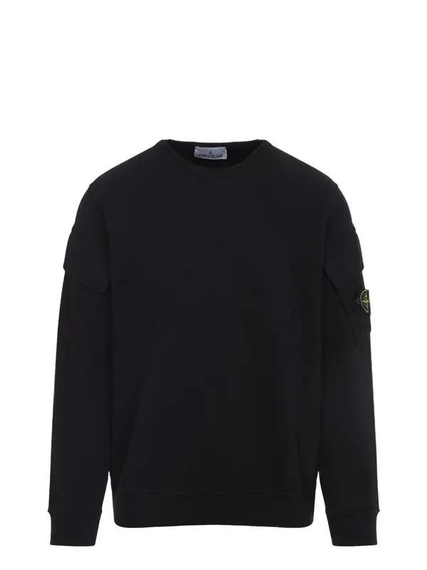 Stone Island Logo Patch Crewneck Sweatshirt - Black