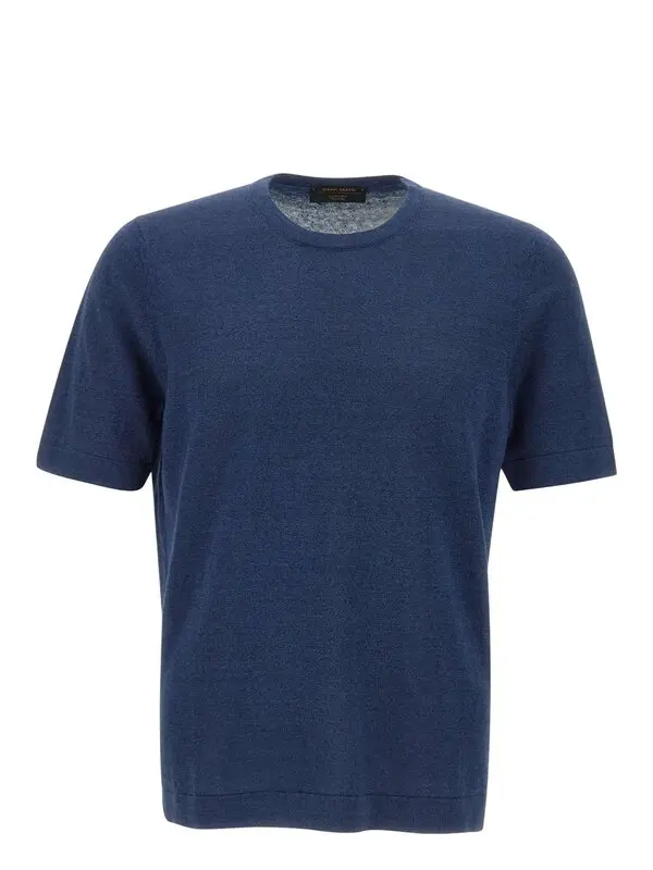 GRAN SASSO Crew-neck Short-sleeve T-shirt - Blue