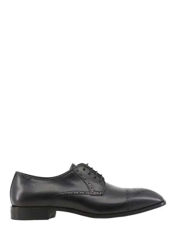 Emporio Armani Round Toe Business Dress Shoes With Tie Fastening - Black