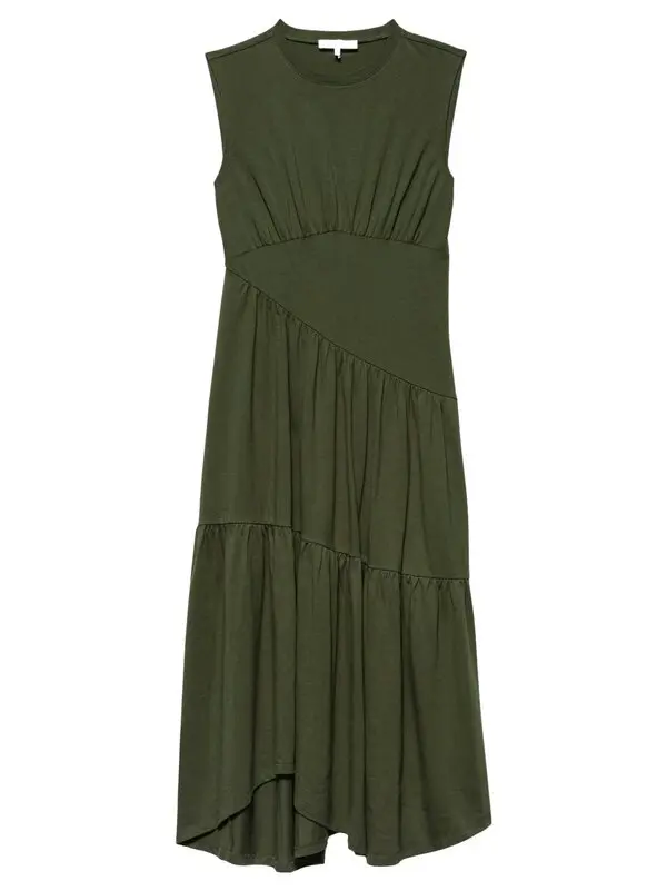 FRAME Sleeveless Round Neck Asymmetrical Dress - Green