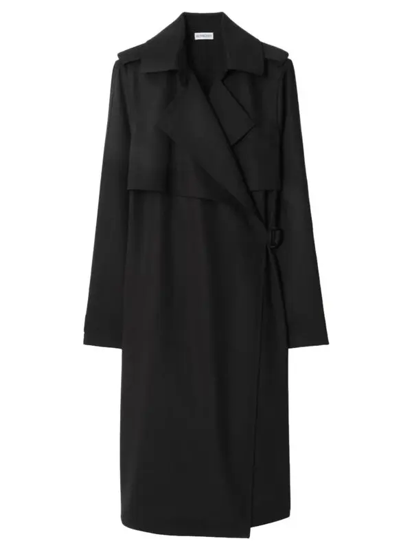Burberry Long-sleeved Draped Midi Dress - Black