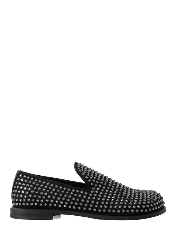 J.W.ANDERSON Crystal-embellished Suede Loafers - Black