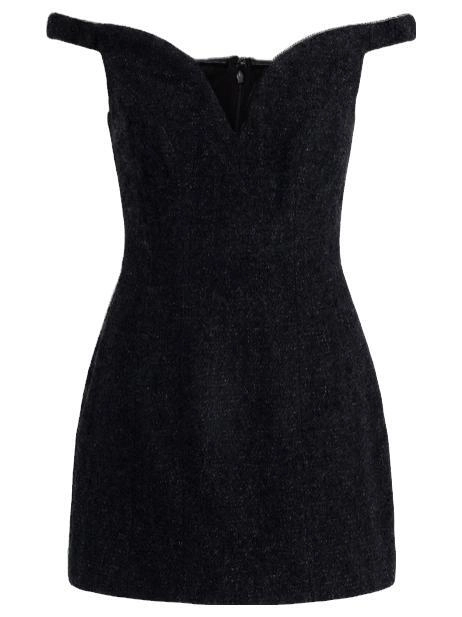 SELF-PORTRAIT V-neck Off-the-shoulder Mini Dress - Black