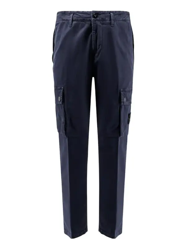 Stone Island Logo Patch Cargo Trousers - Blue