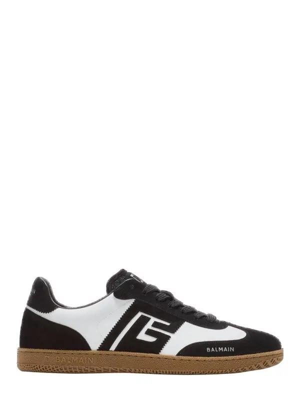 Balmain Swan Trainers In Calfskin And Suede - Black