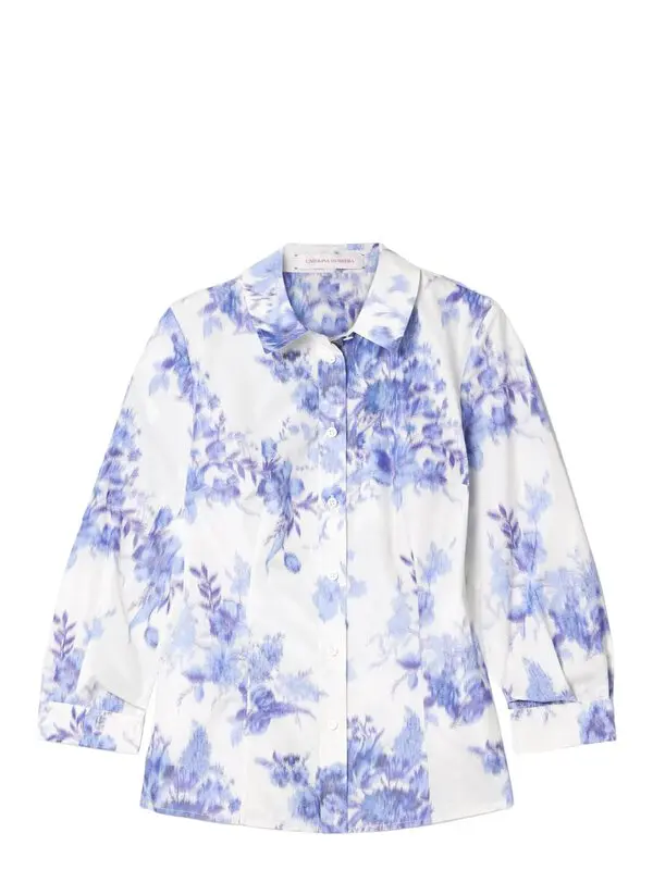 Carolina Herrera Floral Print Taffeta Shirt - White