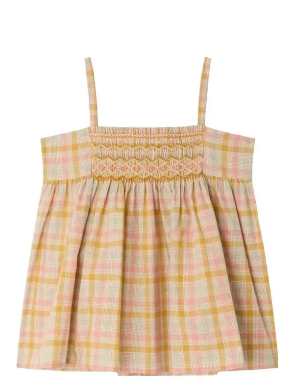 Bonpoint Prunelle Smocked And Hand-embroidered Blouse - Nude