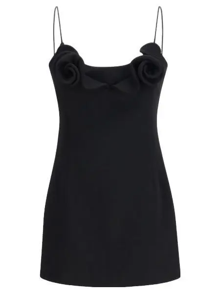 Magda Butrym Ruffled Neck Mini Dress - Black