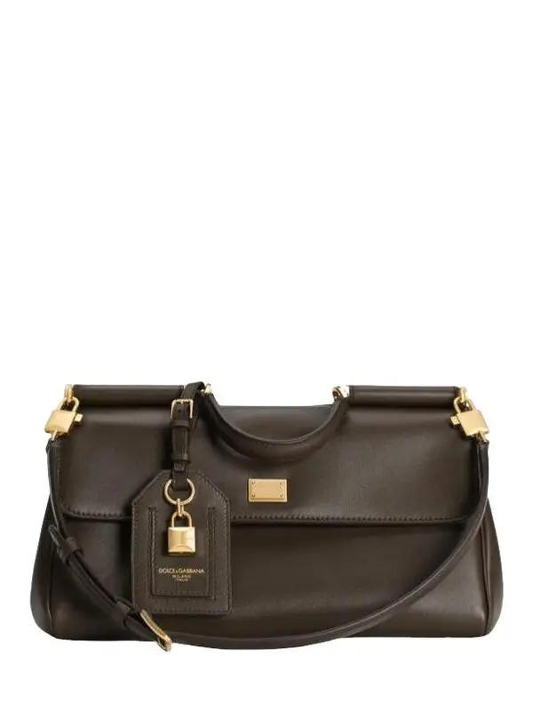 Dolce & Gabbana Logo Plaque Medium Sicily Handbag - Brown