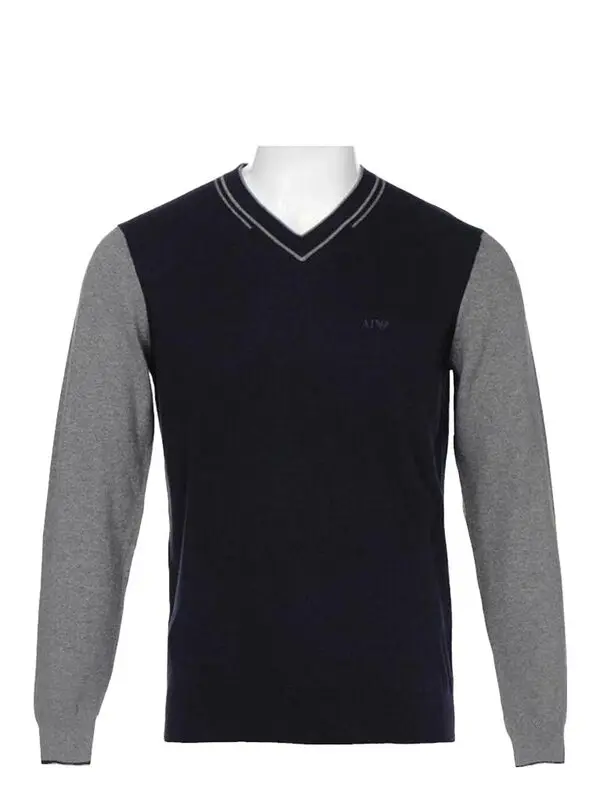 Emporio Armani Logo V-neck Pullover - Black
